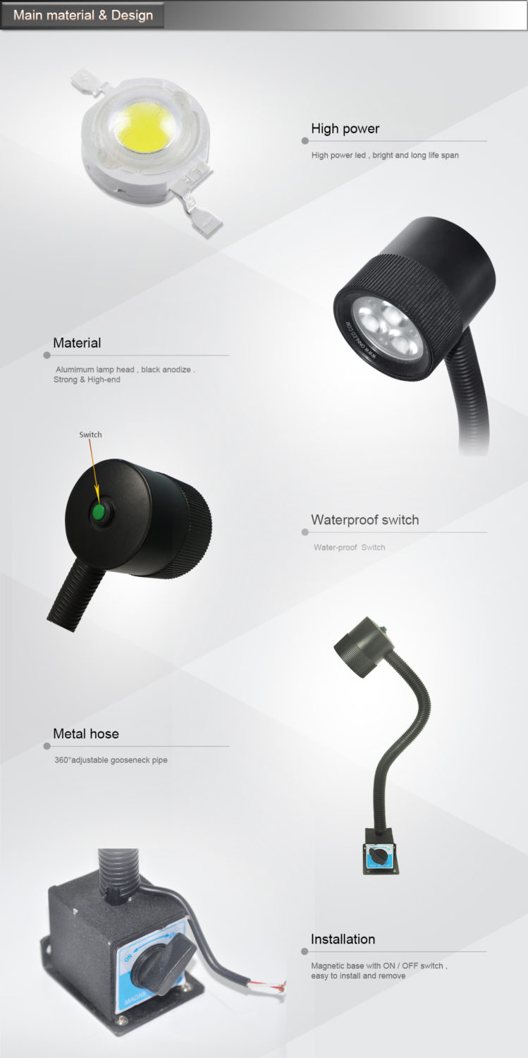 24V/220V Flexible LED Gooseneck Light with Magnetic Base ONN-M3M – ONN