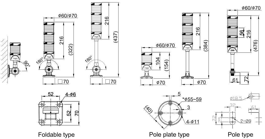 Signal Tower Light Diameter 70MM - M4-70 | ONN