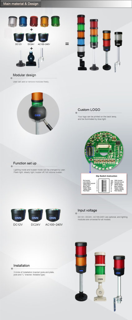 5 colors modular signal tower light | warning light manufacturer