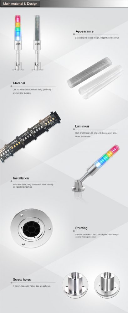 Red Yellow Green Blue White LED Stack Light- ONN-M4S-F